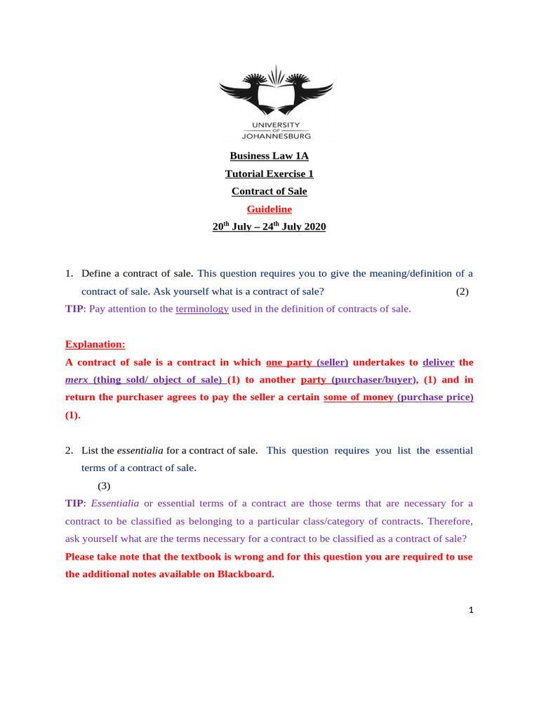 Contract of Sale Guideline (1) | PDF | Private Law | Common Law
