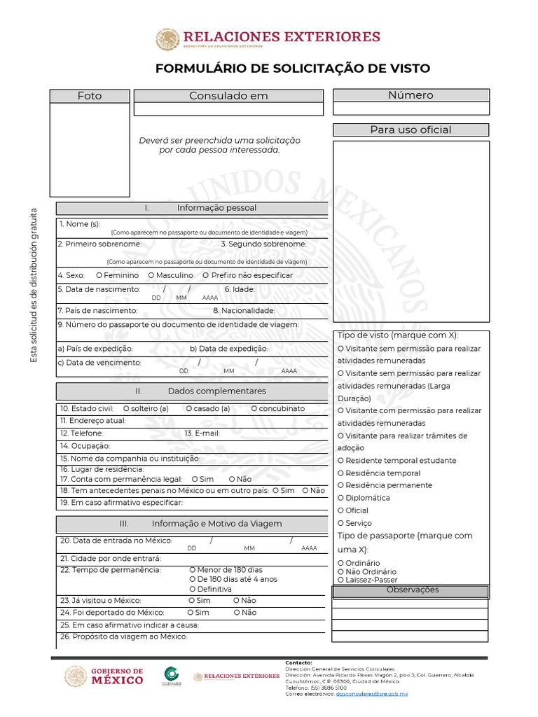 Sao Paulo Formato Solicitud de Visa 2024 | PDF | Visto para viagem | Passaporte