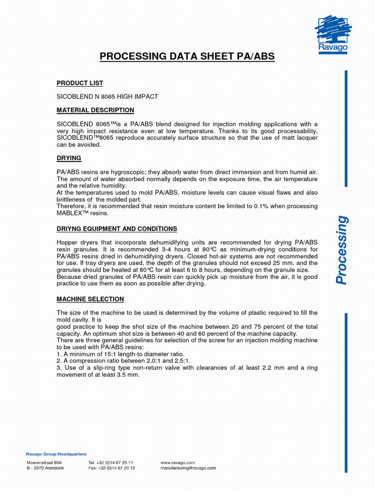 PA-ABS PROCESSING ENG | PDF | Materials | Industrial Processes