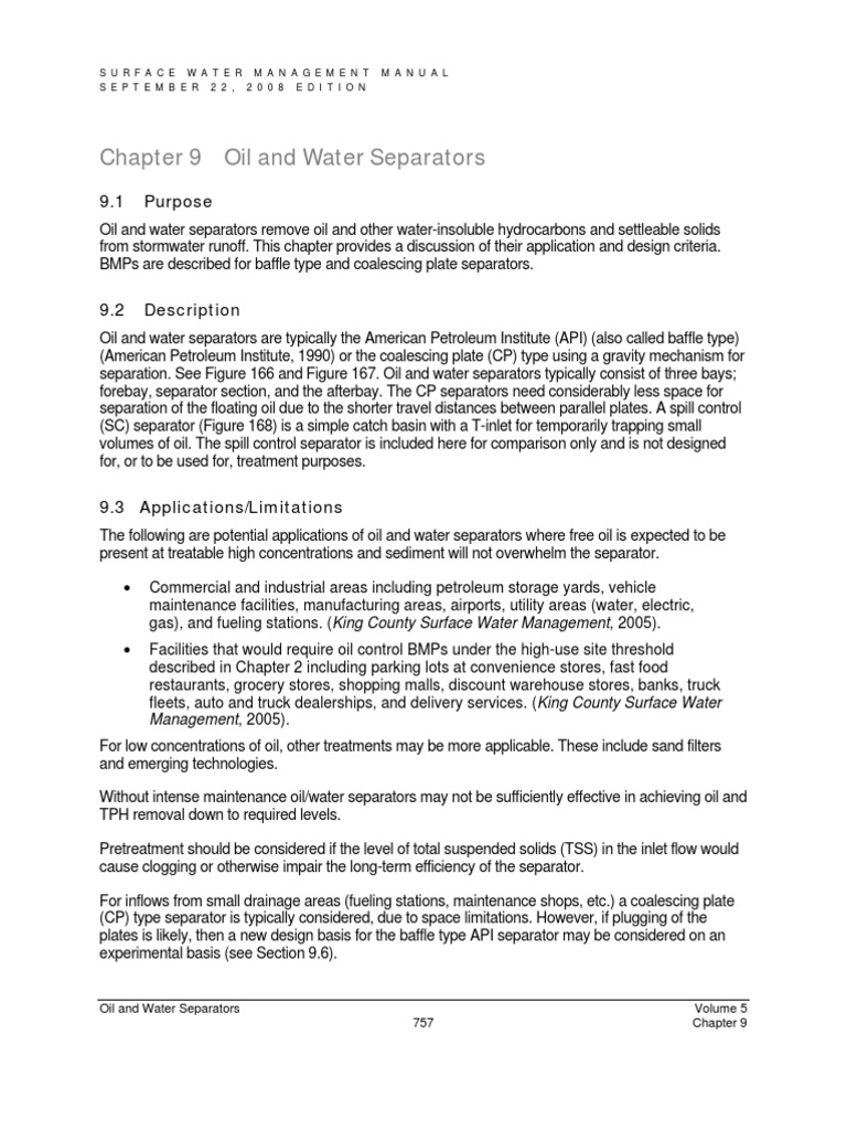 Oil Water Separator Design | PDF | Storm Drain | Petroleum