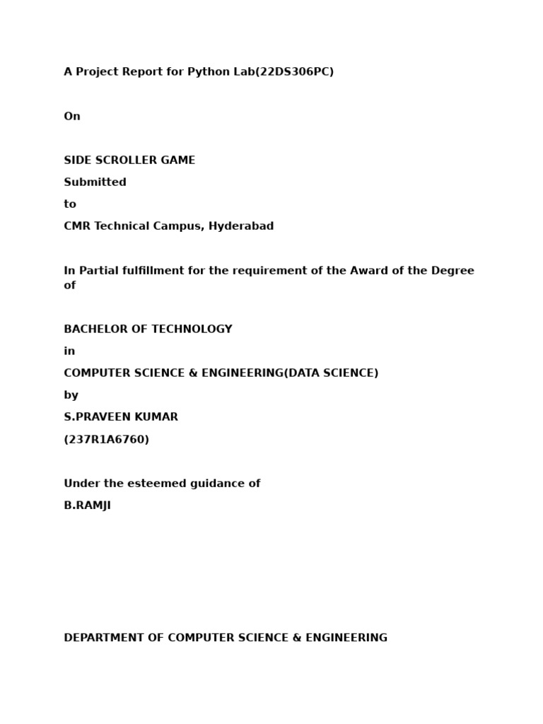 A Project Report For Python Lab | PDF
