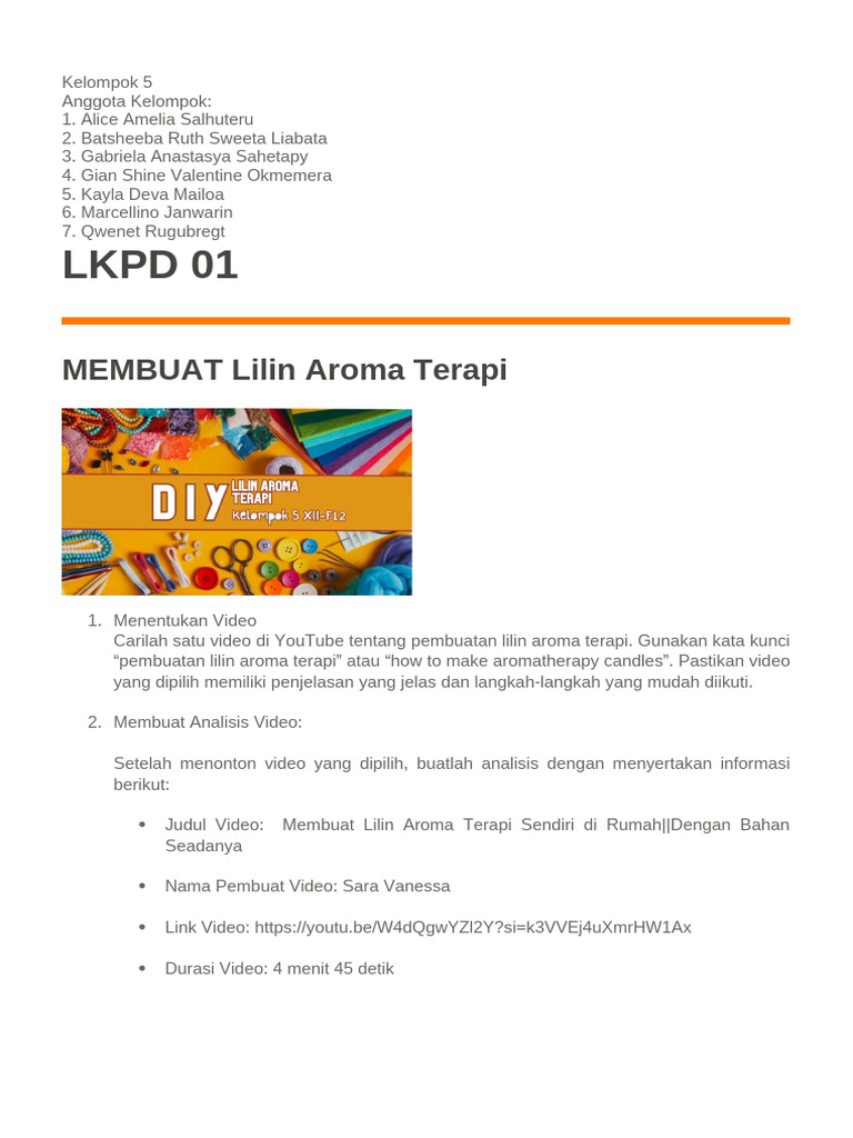 Pembuatan Lilin Aroma Terapi DIY | PDF