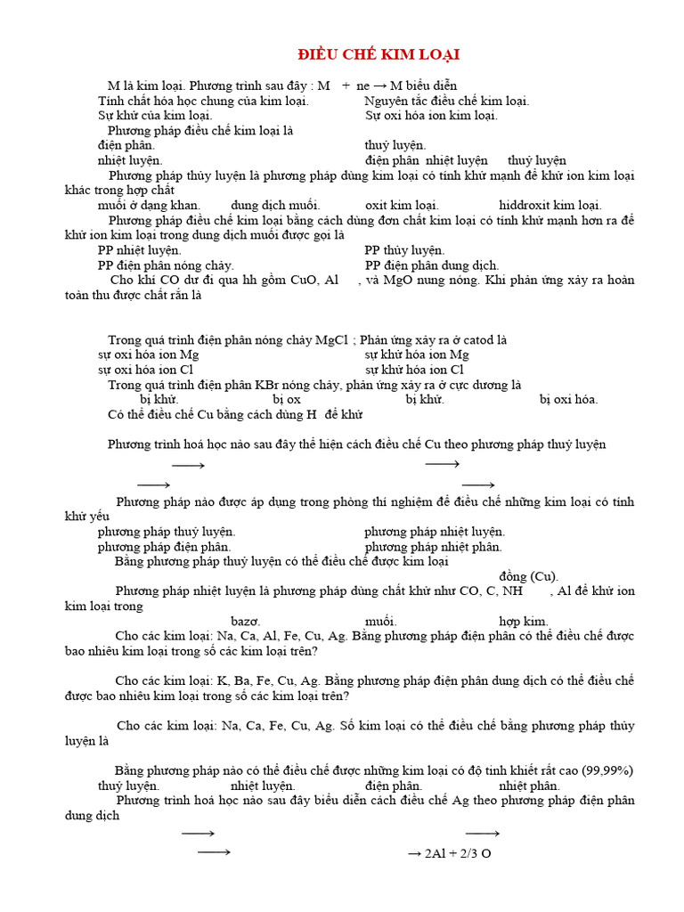 Bai 21_dieu Che Kim Loai | PDF