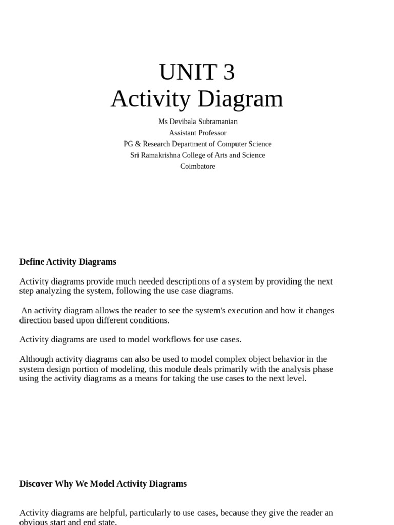 UNIT 3 - Activity Diagram | PDF | System | Control Flow
