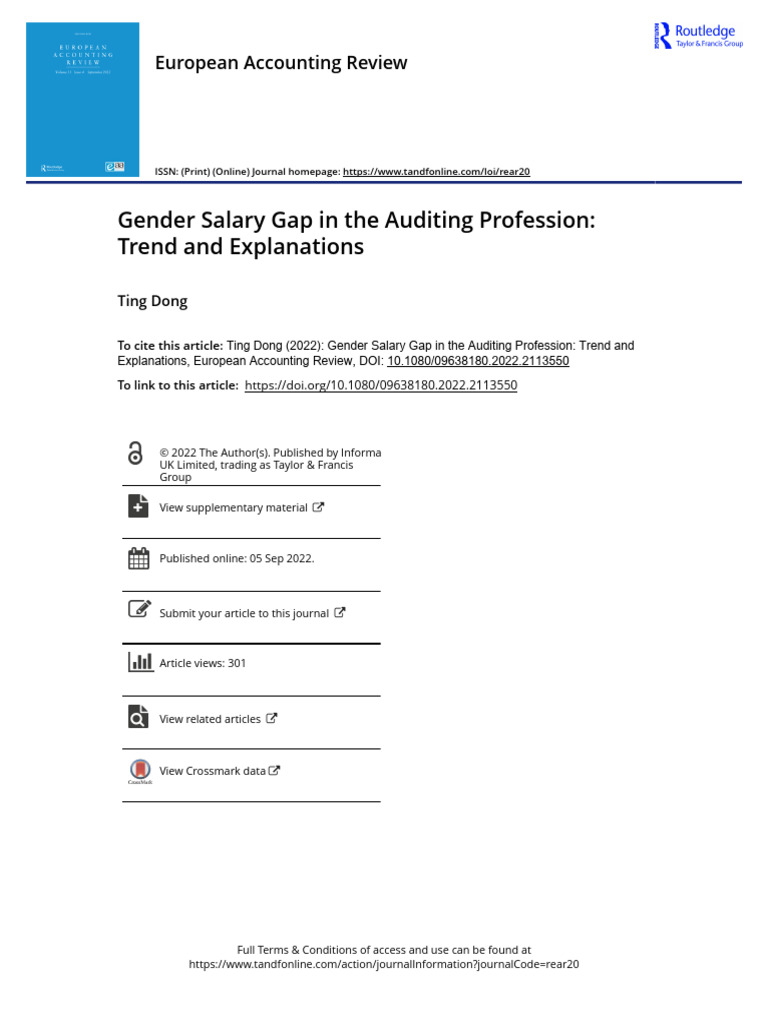 Gender Salary Gap in The Auditing Profession Trend and Explanations ...