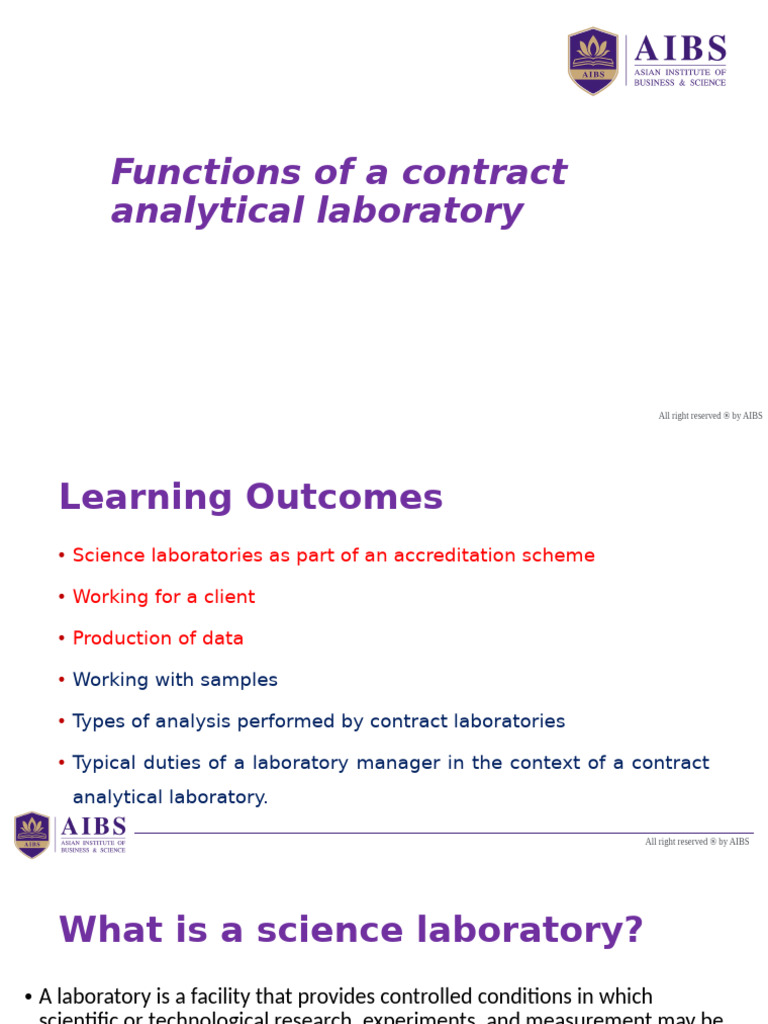 Functions of A Contract Analytical Laboratory (Part 1) | PDF | Accuracy ...