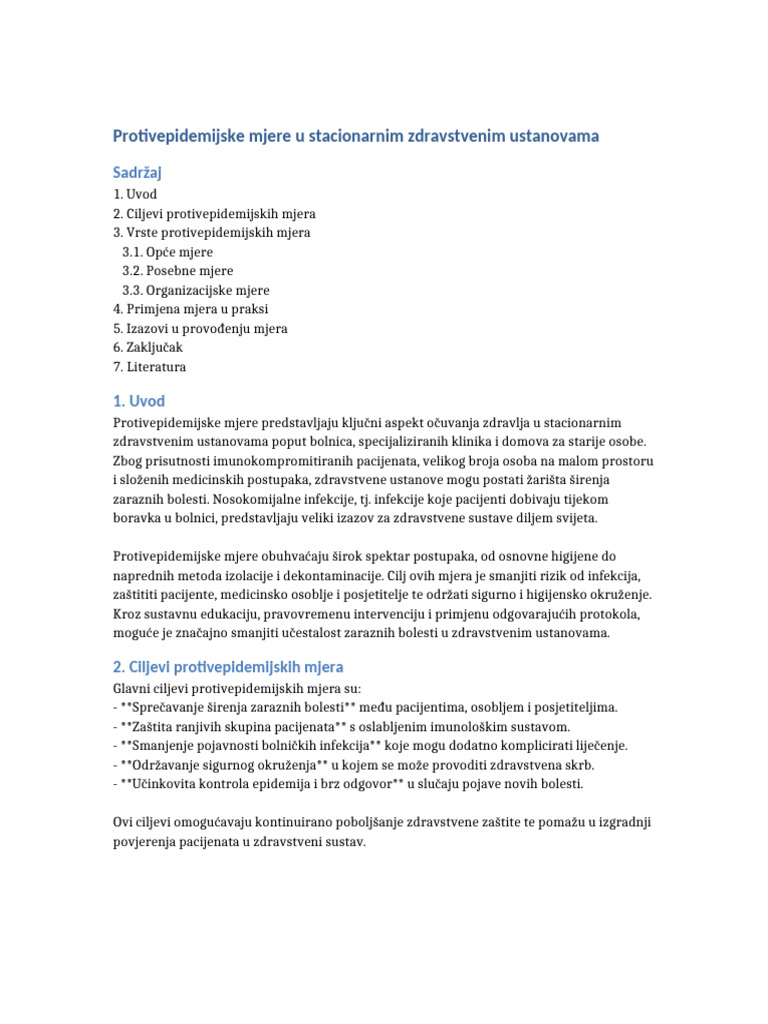 Protivepidemijske Mjere Opsirnije | PDF
