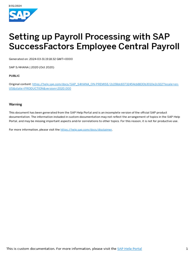 Setting Up Payroll Processing With SAP | PDF | Menu (Computing) | Pointer (Computer Programming)