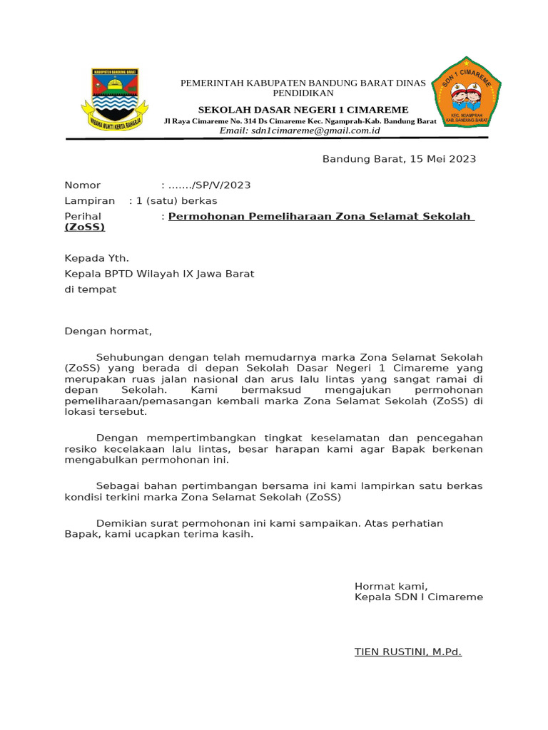Surat Permohonan ZoSS | PDF