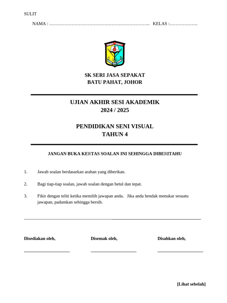 Cover Kertas UASA | PDF