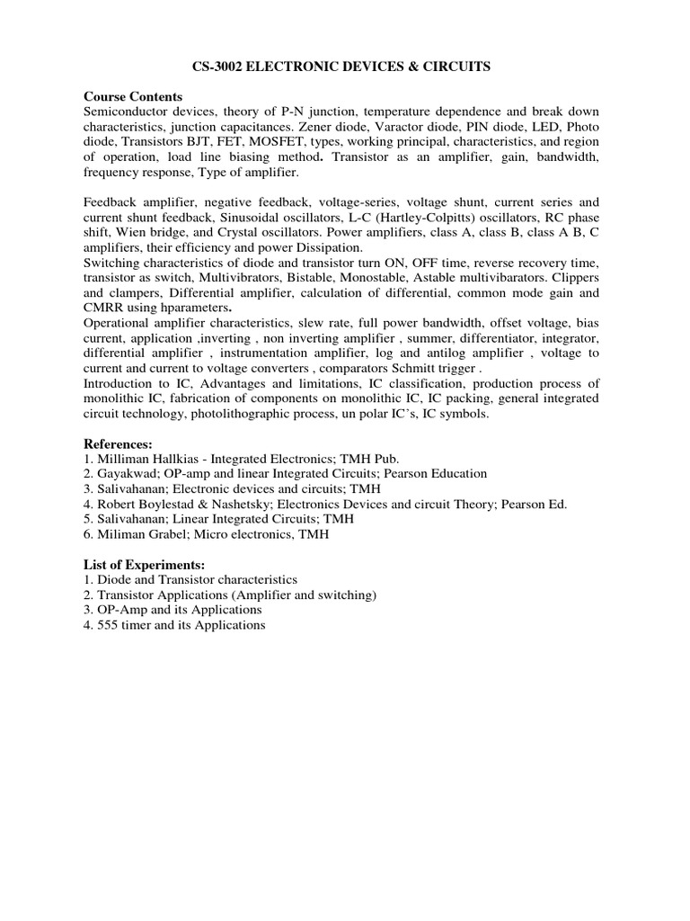 3rd semester syllabus | PDF | Group (Mathematics) | Amplifier