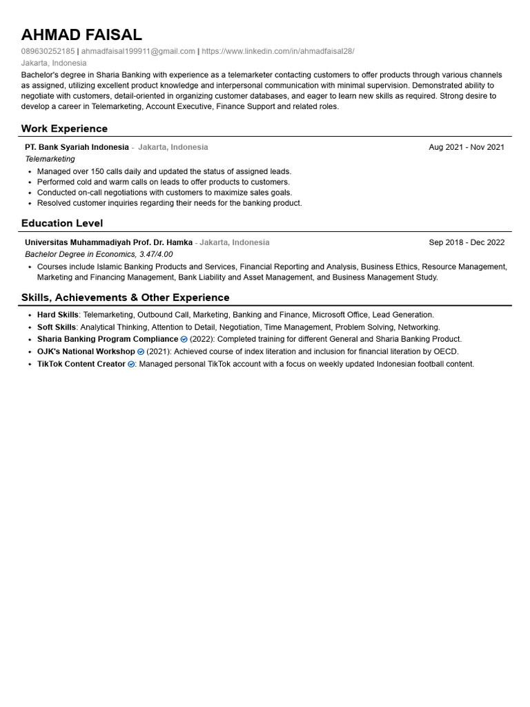 Ahmad Faisal Resume | PDF