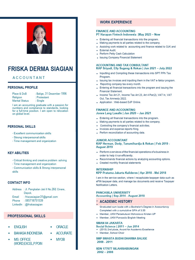 Resume Friska Derma Siagian | PDF | Value Added Tax | Accounting