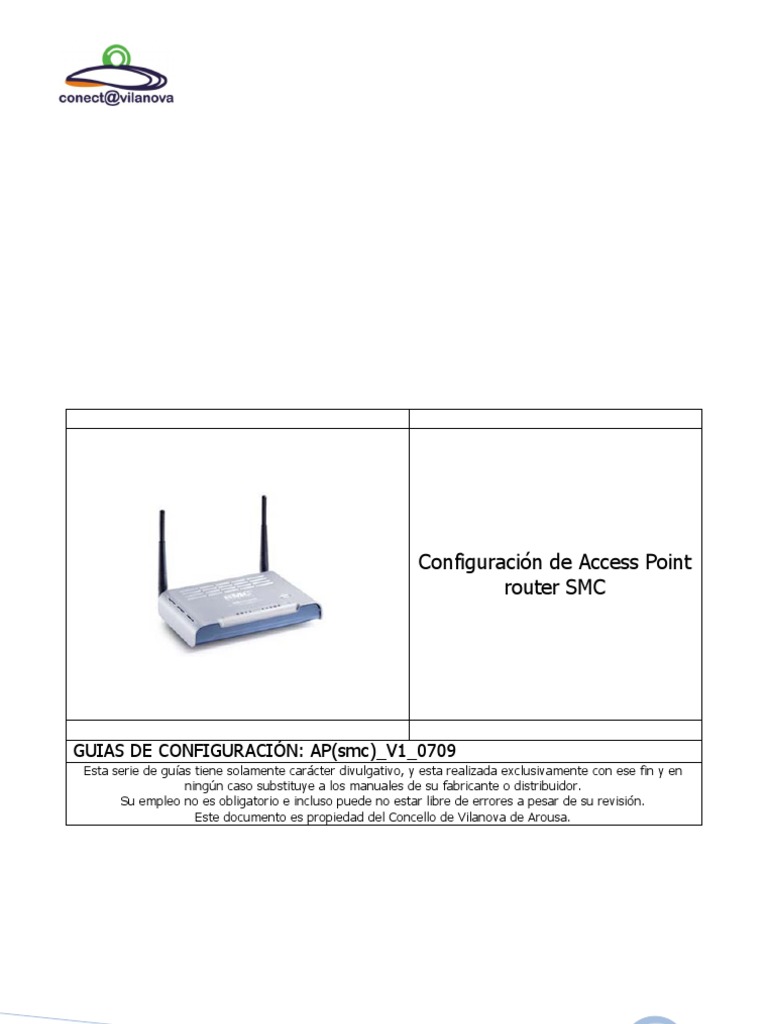 Configurar SMC Como Punto de Acceso | PDF | Punto de acceso inalámbrico ...