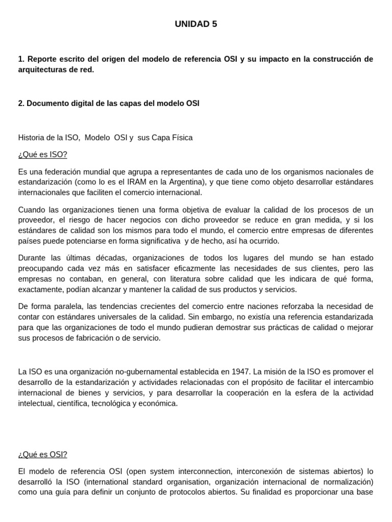 Modelo Osi | PDF | Modelo osi | Red de computadoras