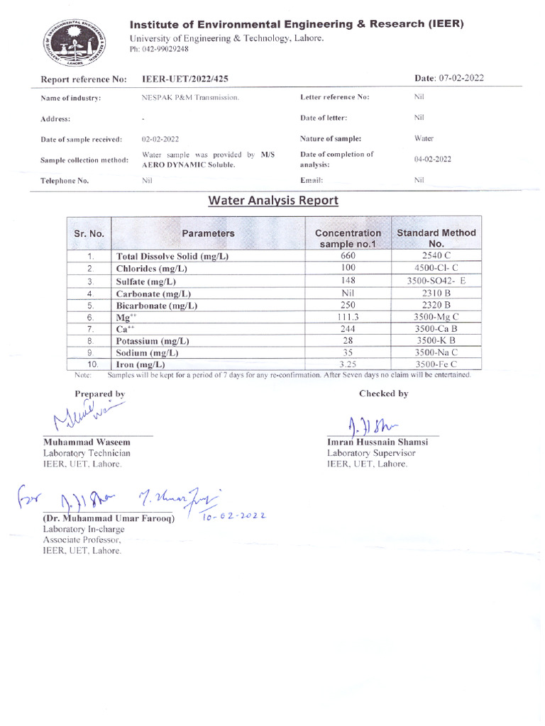 Chemical Analysis Report of Soluble Deposits | PDF