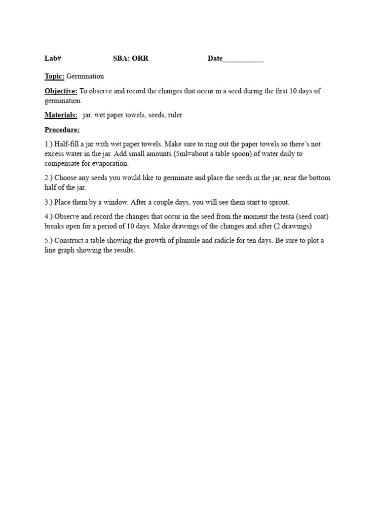 germination lab (1) | PDF | Seed