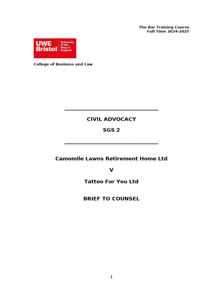 BTC FT SGS 2 Brief 24 - 25 WITH APP NOTICE | PDF