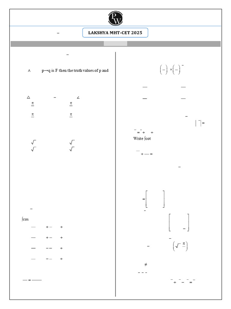 Board PYQ 2023 Lakshya MHT CET 20256703e1af8161f633dde0b4d0 | PDF ...