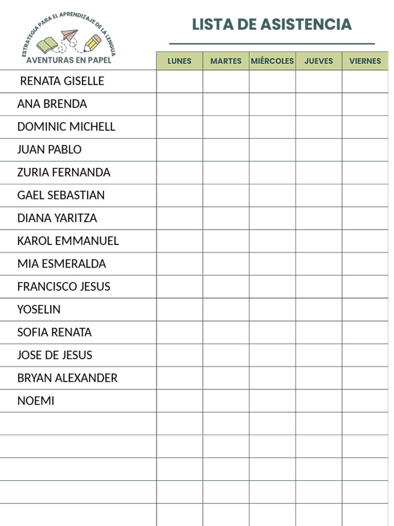Plantilla de Pase de Lista | PDF