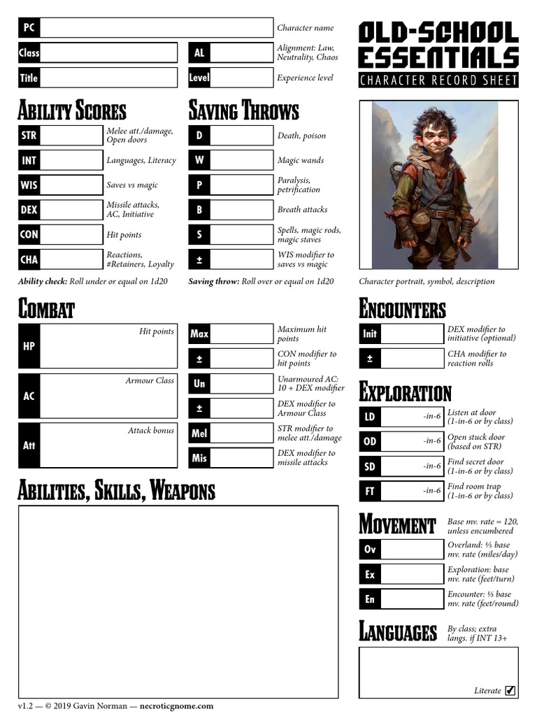 Character Sheet for Thief Class | PDF