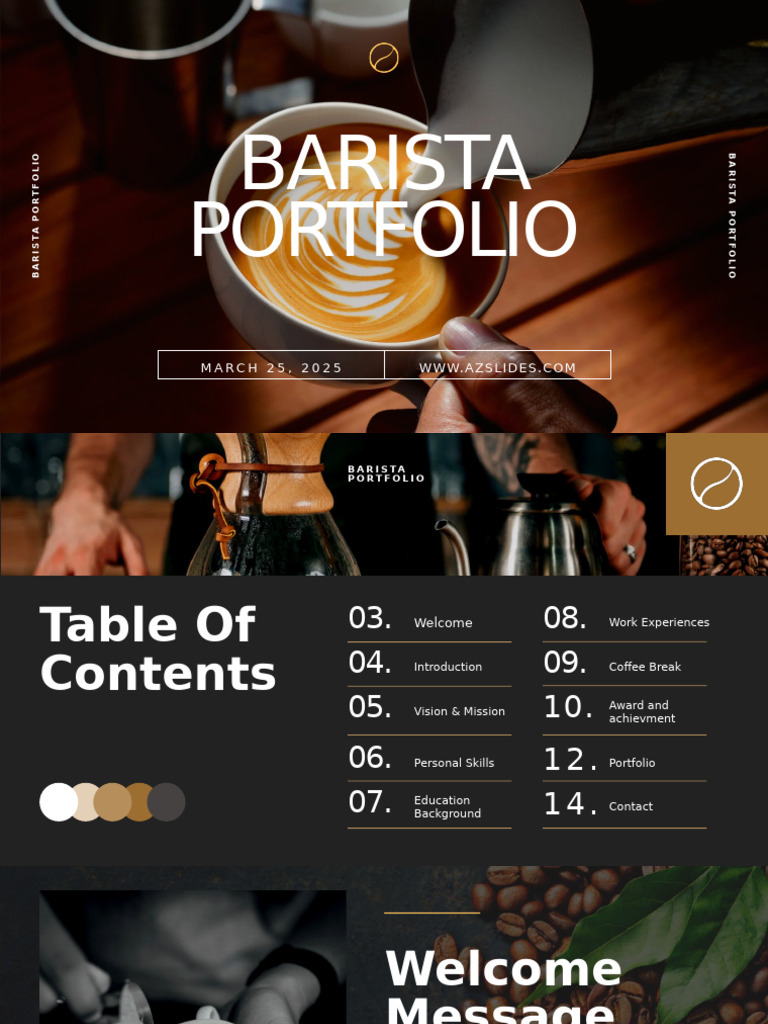 Black and Orange Professional Barista Coffee Portfolio Presentation ...