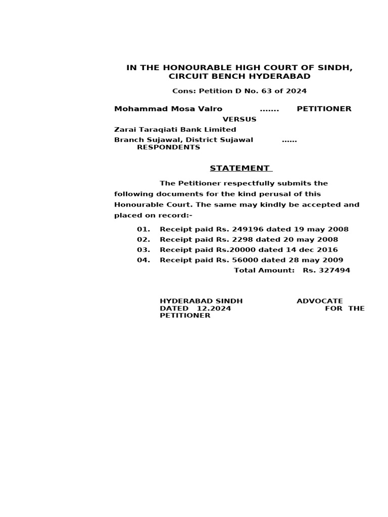 Sajjad Statement in HC, CP.D No 63 of 2024 | PDF