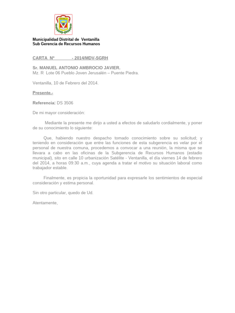 Carta Audiencia Ambrocio | PDF