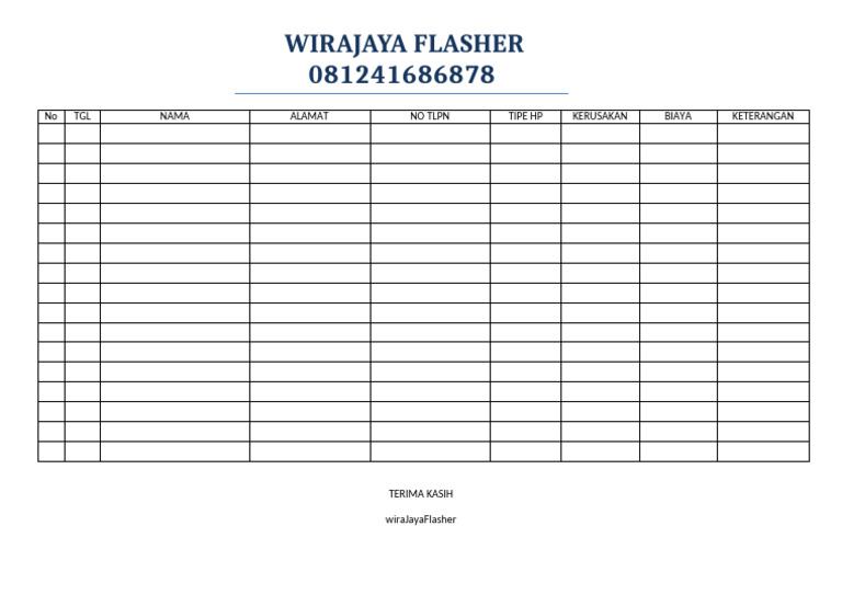 Tabel Kunjungan Wirajaya Flasher | PDF