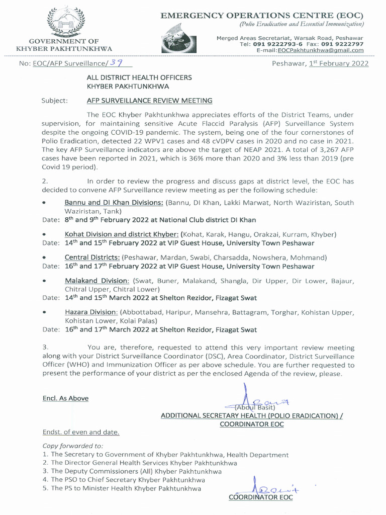 Khyber Pakhtunkhwa AFP Surveillance Meeting | PDF | Khyber Pakhtunkhwa ...