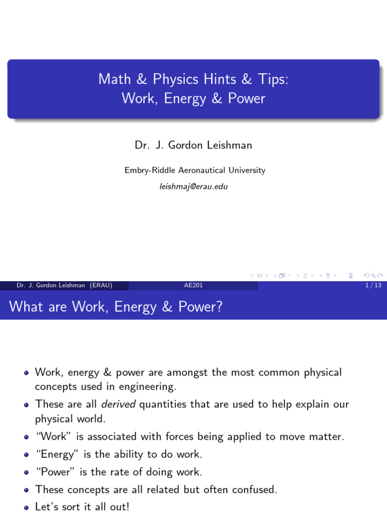 Hints WorkEnergyPower | PDF | Power (Physics) | Watt