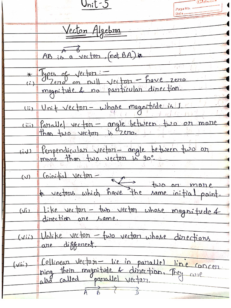 unit-5 Vector Algebra | PDF