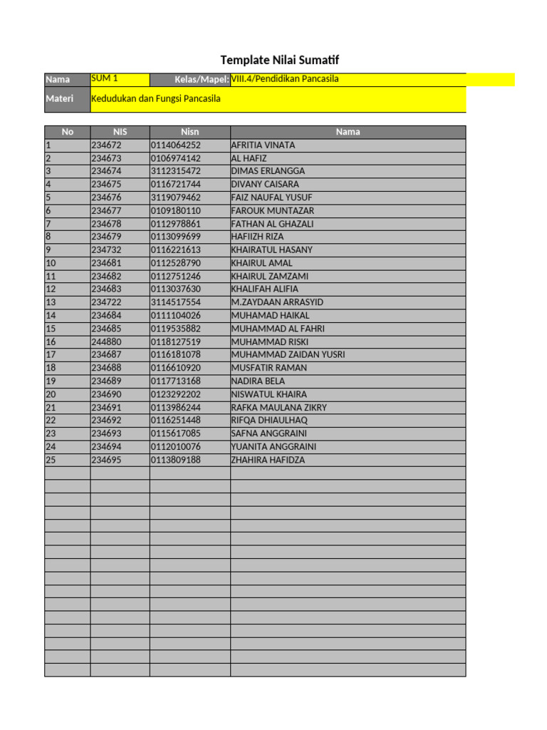 Template Nilai Sumatif-VIII.4-Pendidikan Pancasila | PDF