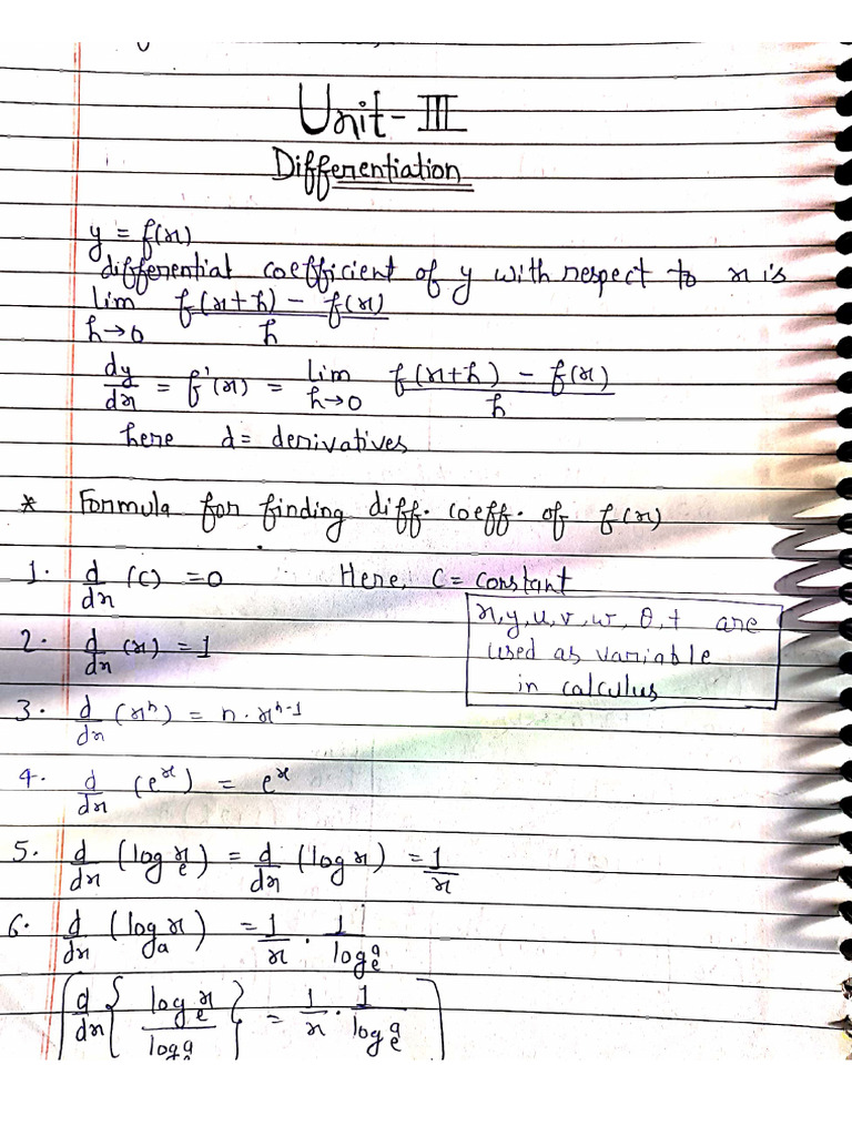 Unit-3 Differentiation PDF 1 | PDF