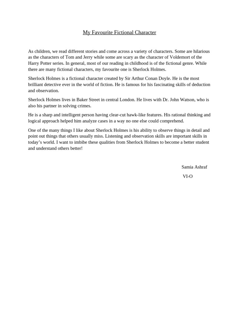 My Favourite Fictional Character (FOCUS) | PDF