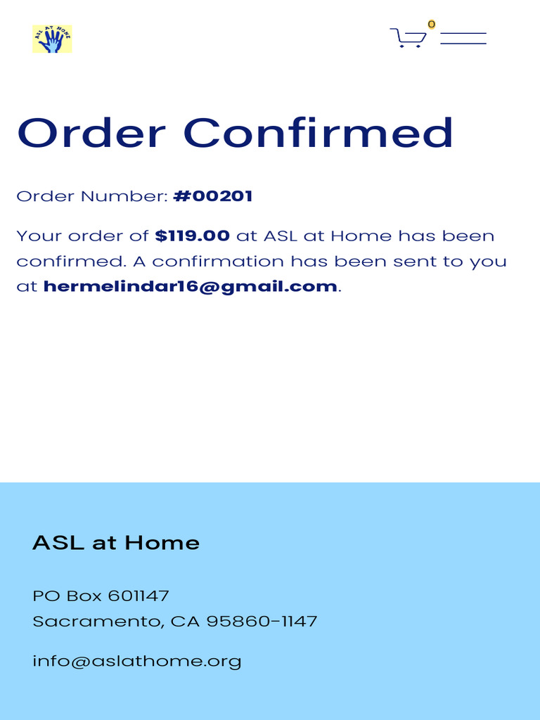 Order Confirmed: ASL at Home | PDF