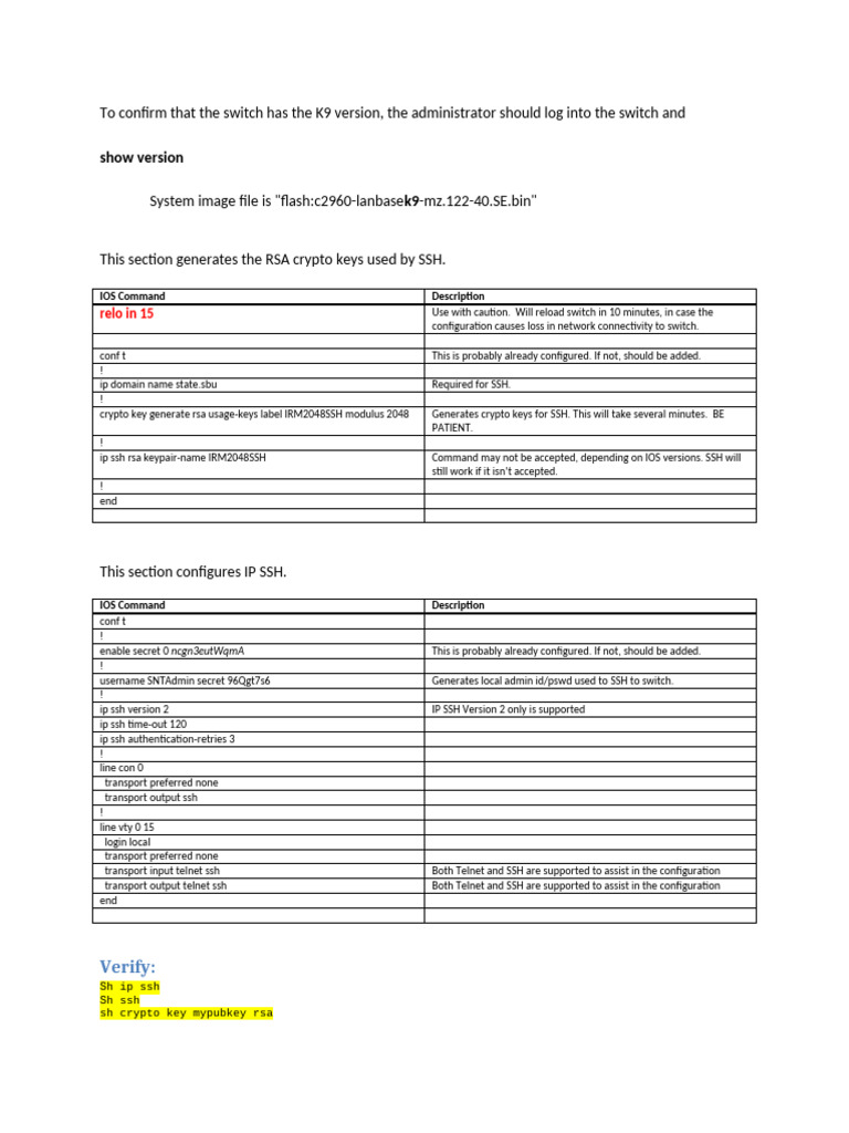 Client Switch SSH Instructions V3a | PDF | Secure Shell | Internet Protocols