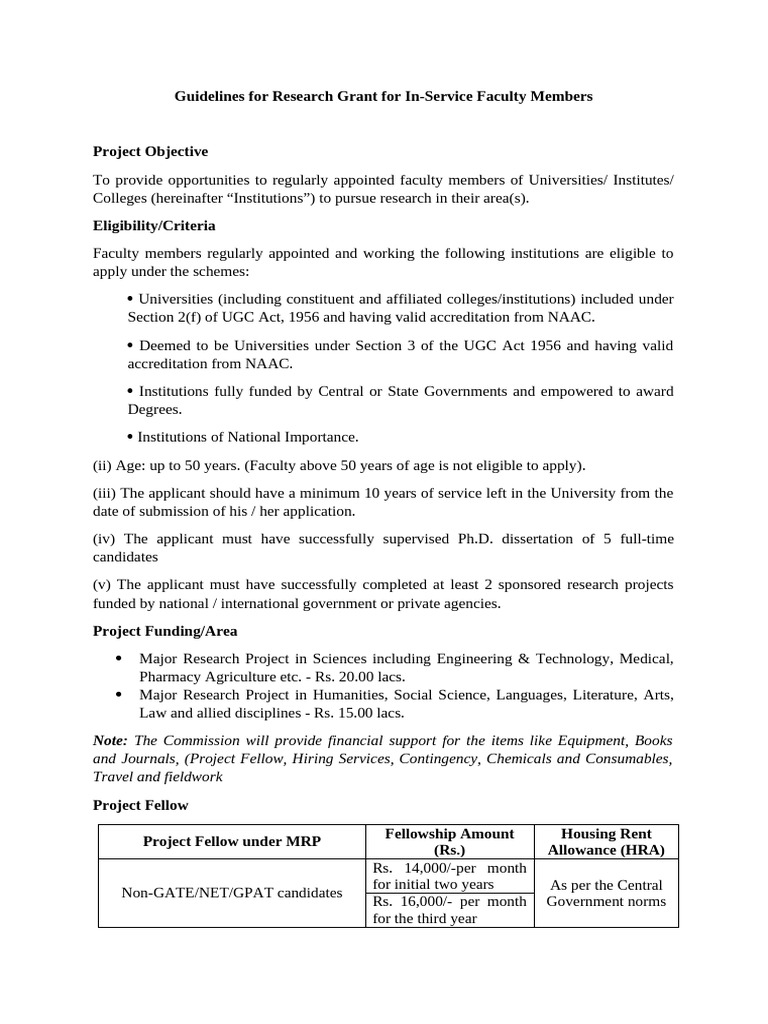 Research Grants for Faculty Members | PDF | Doctor Of Philosophy | Academia