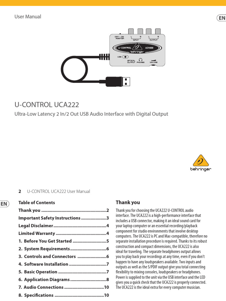 U-CONTROL UCA222 Manual | PDF | Usb | Computing