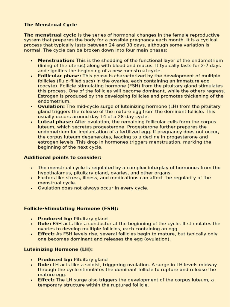 The Menstrual Cycle Pdf Menstrual Cycle Luteinizing Hormone