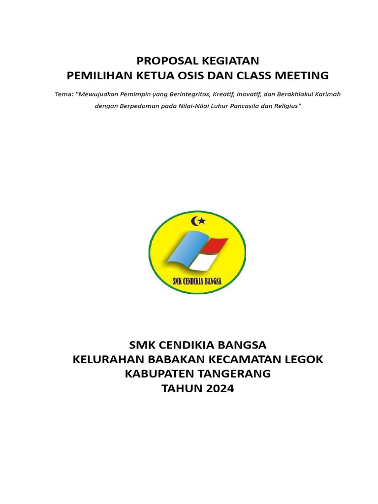 PROPOSAL KEGIATAN PEMILIHAN KETUA OSIS DAN CLASS MEETING | PDF