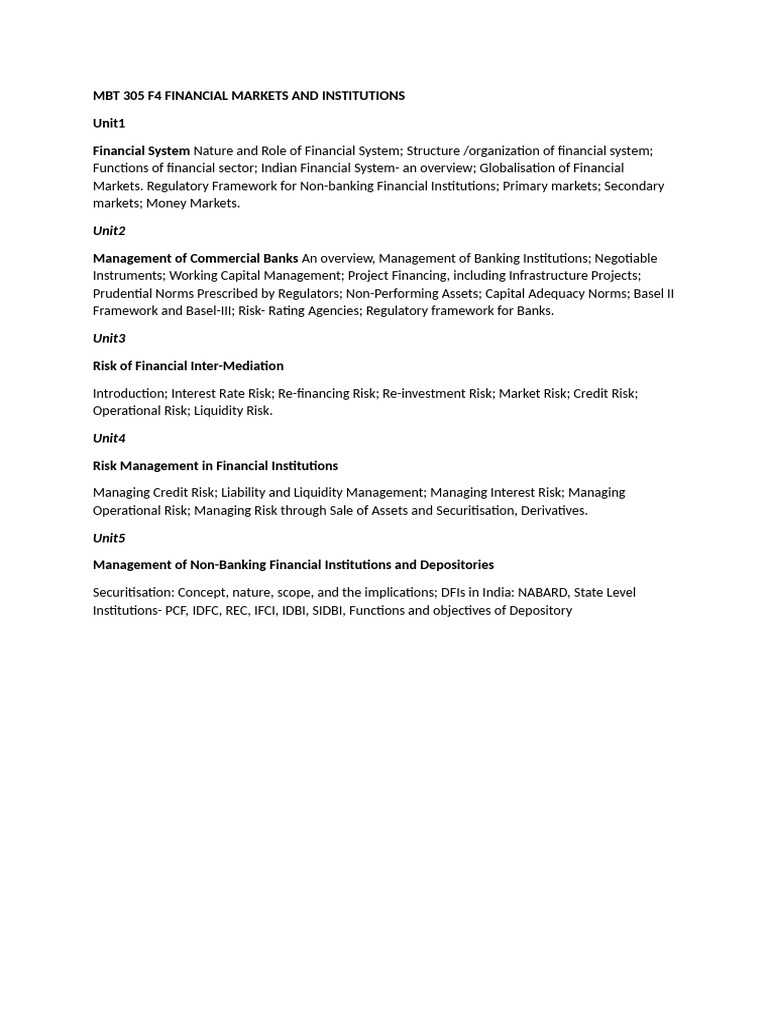 Financial Markets and Institutions | PDF