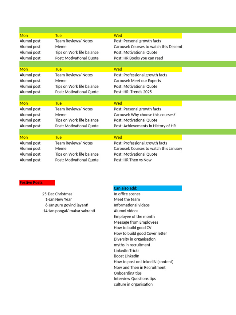 Month Content Calendar January | PDF | Recruitment | Human Resource ...