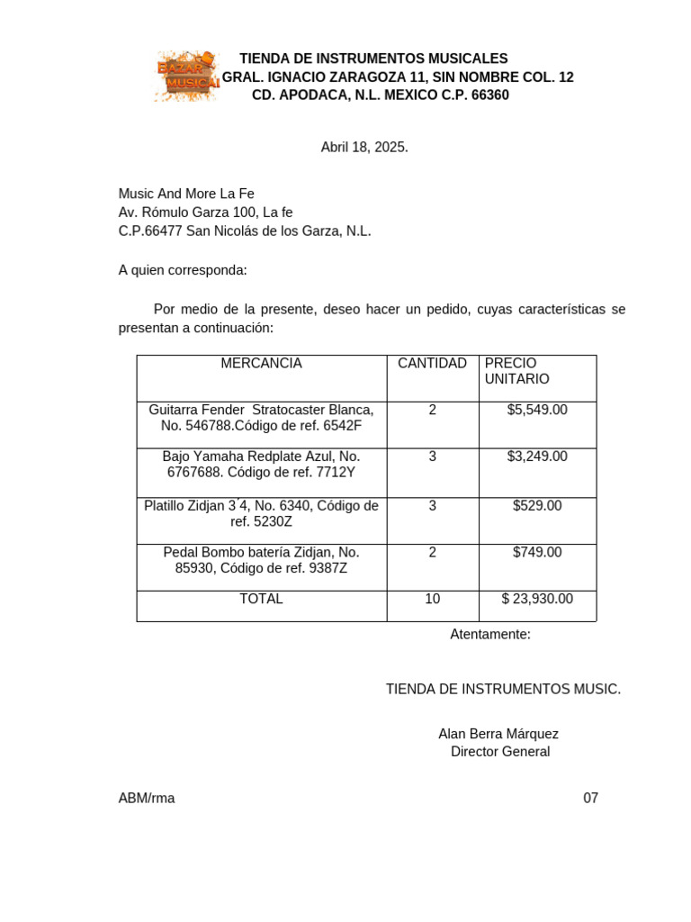 Carta 07 Estilo Semibloque | PDF