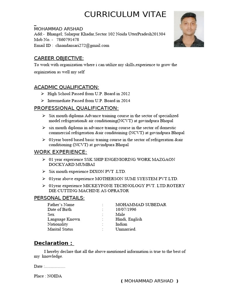 Mohammad Arshad's CV and Experience | PDF