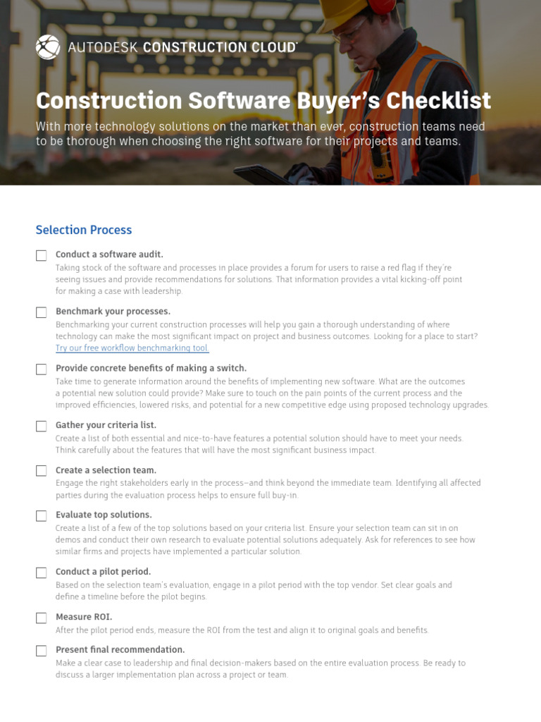 Construction Software Buyer's Checklist | PDF | Cloud Computing