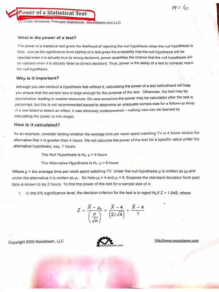 Power of Test | PDF