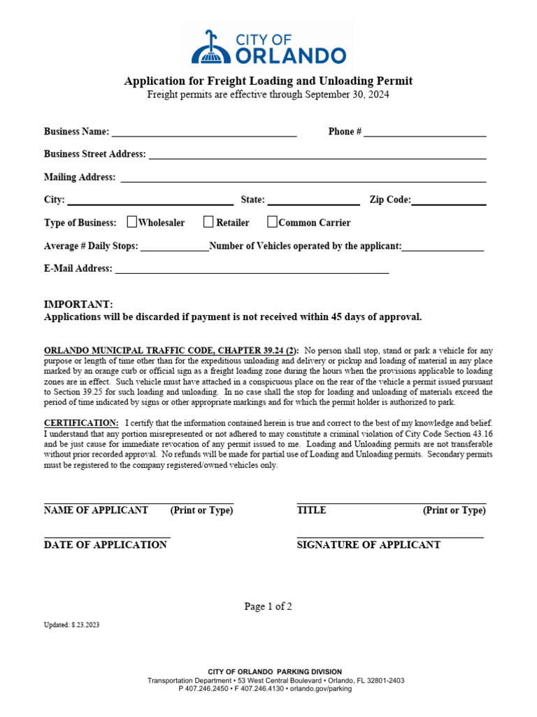 Main - Application For Freight Loading and Unloading Permit City of ...