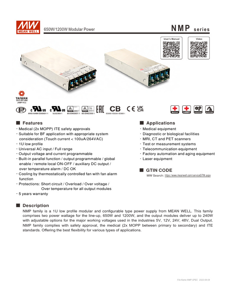NMP-series-spec | PDF | Power (Physics) | Electrical Engineering