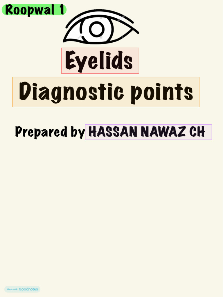 Eyelids Diagnostic Points by Hassan Nawaz CH | PDF | Diseases And Disorders | Medical Specialties